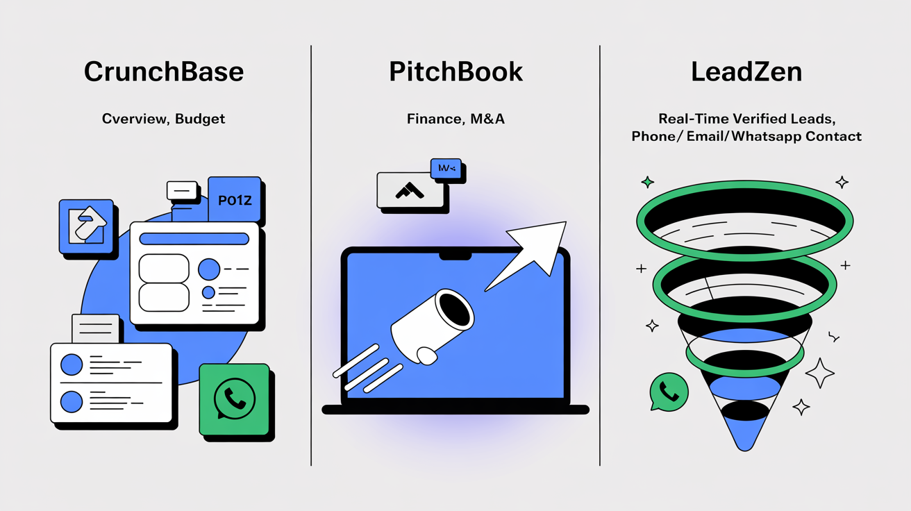 Crunchbase vs Pitchbook vs Leadzen.ai - A Comparison Guide
